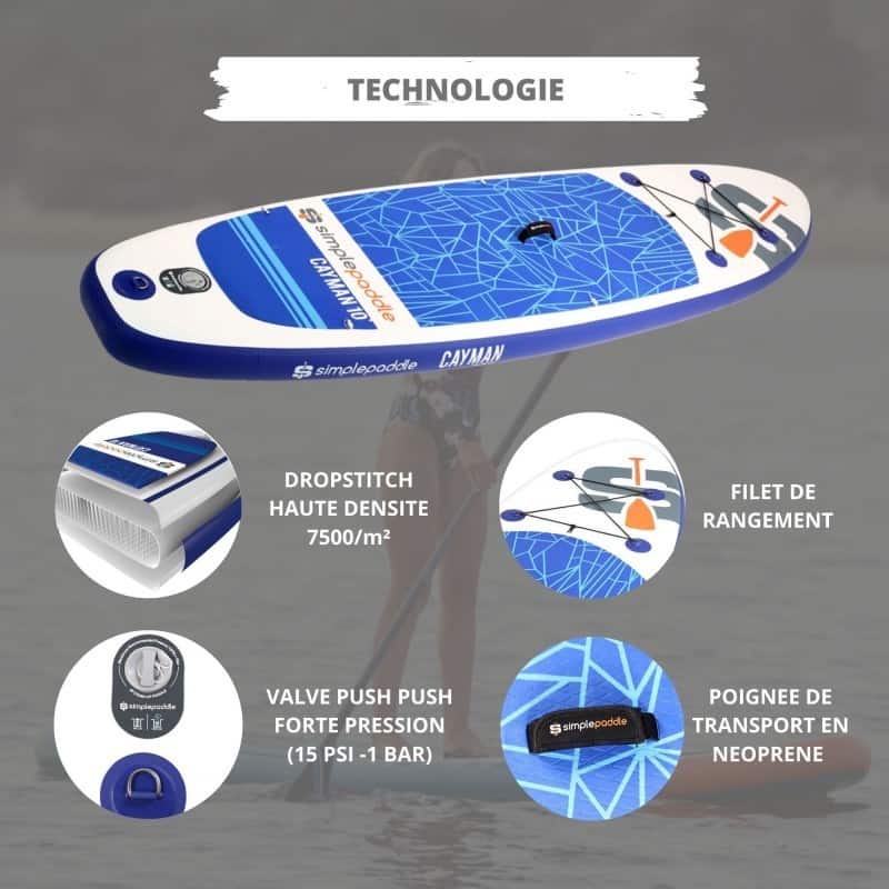 Pack stand up paddle gonflable 10' / 305 cm - Allround, Cayman